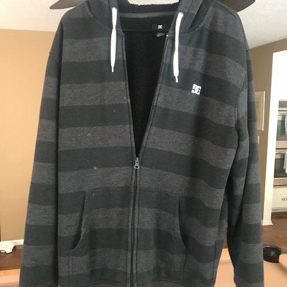 DC | Sweaters | Dc Striped Hoodie With Sherpa Inside Heavy | Poshmark